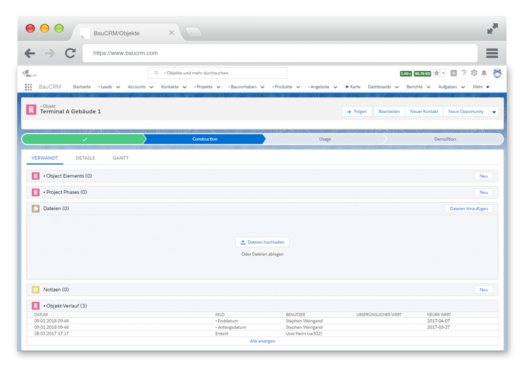 BauCRM Objekte Desktop – elastify