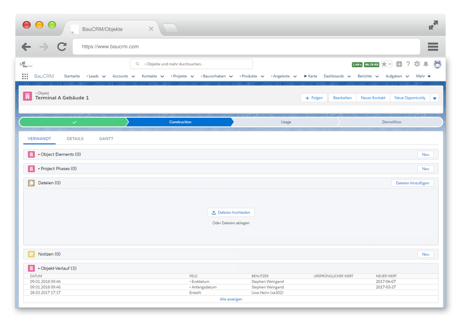 BauCRM Objekte Desktop – elastify